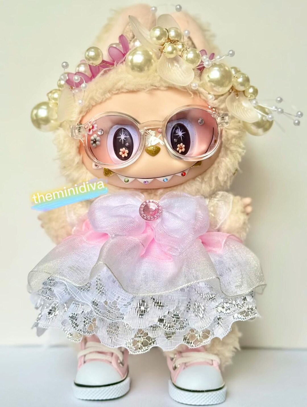 Labubu Clothes Multi-layered Fairytale Princess Dress Silver Shimmer ...
