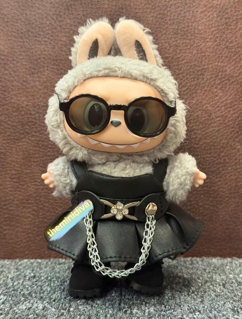 Labubu Clothes Black Leather Style Rock N Roll Alternative Classic Rock ...