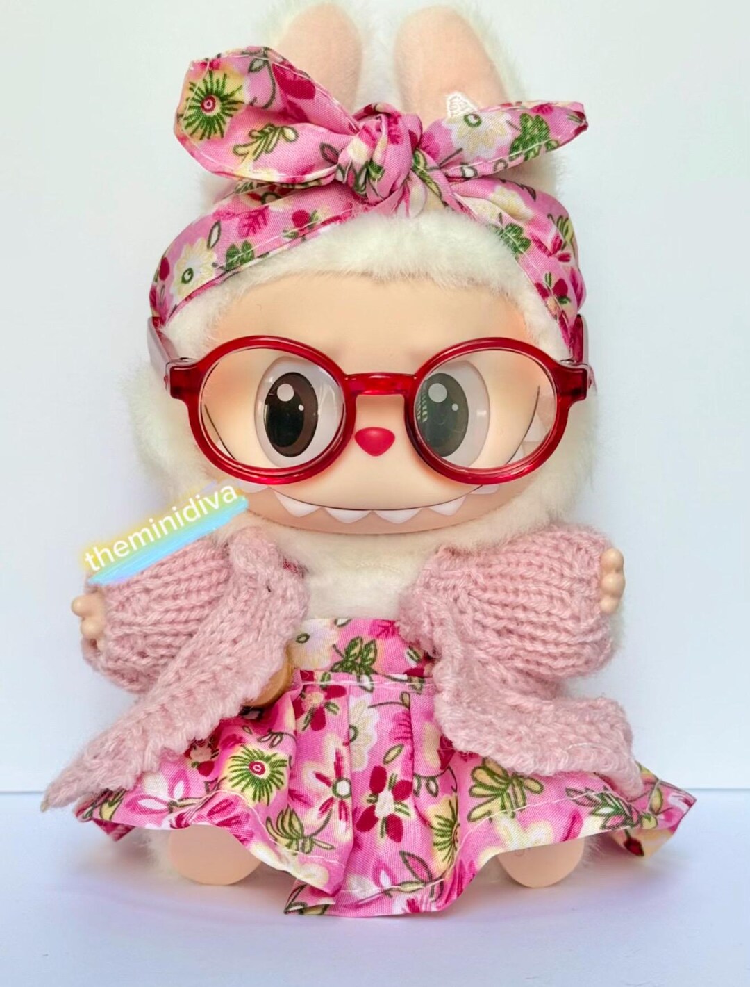 Labubu Summer Pink Dress With Florals Labubu Babydoll Dress Labubu ...