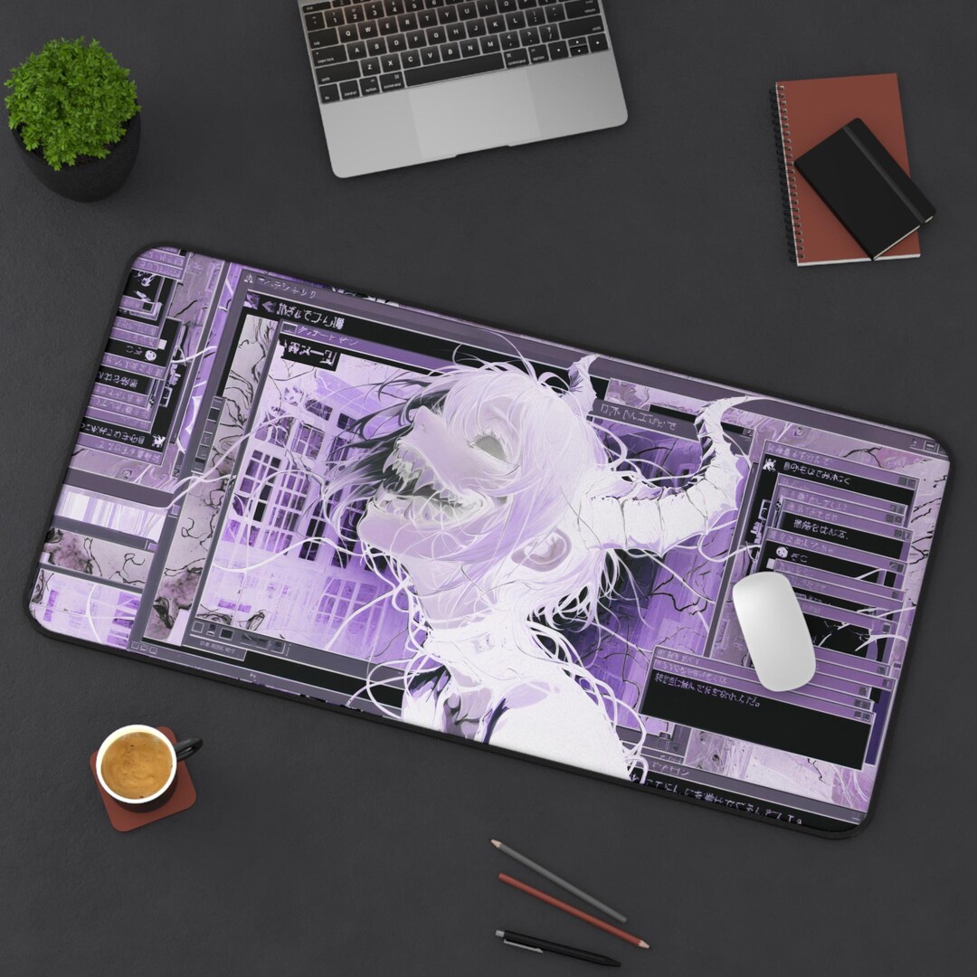 Digital Demon Desk Mat - Cyber Goth, Aesthetic, Pastel, Horror, 32x16 ...