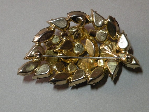 Vintage Jet Rose Leaf Brooch - Gem