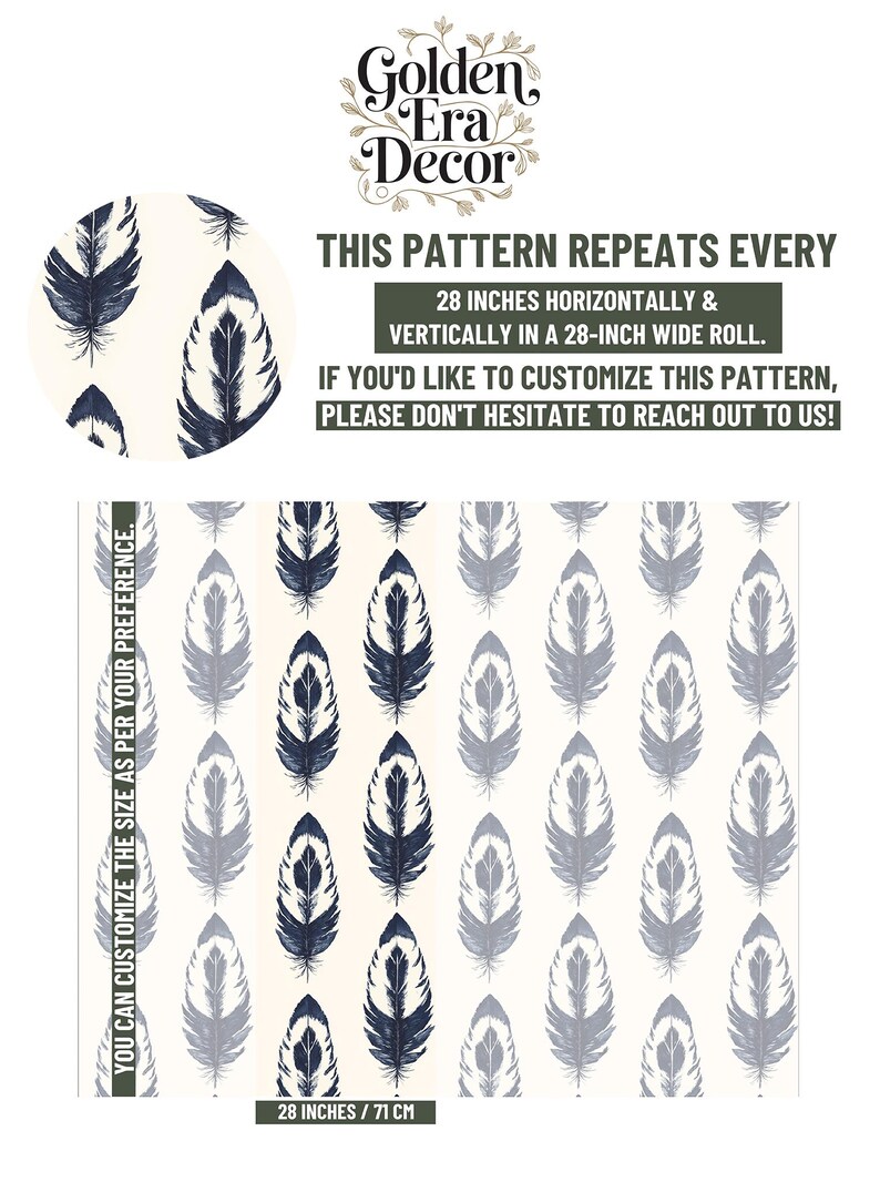 Hand-drawn Feather Wallpaper – Removable Peel and Stick – Renter ...