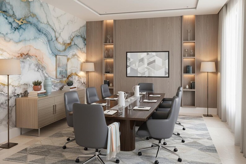 Blue Gold Agate Marble Wallpaper - Luxury Peel and Stick Mural ...