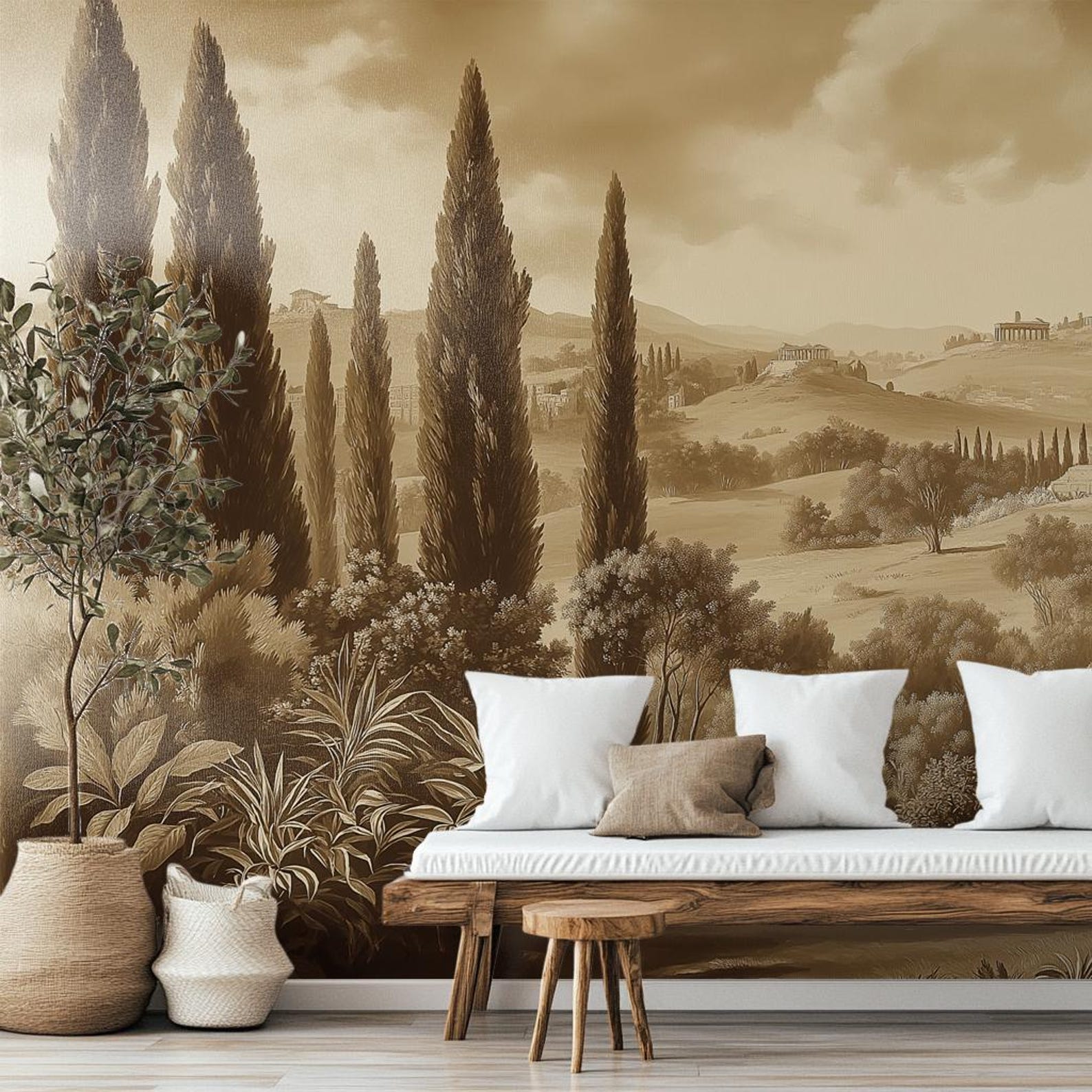 Classic European Wallpaper – Timeless Countryside Wall Mural, Custom ...