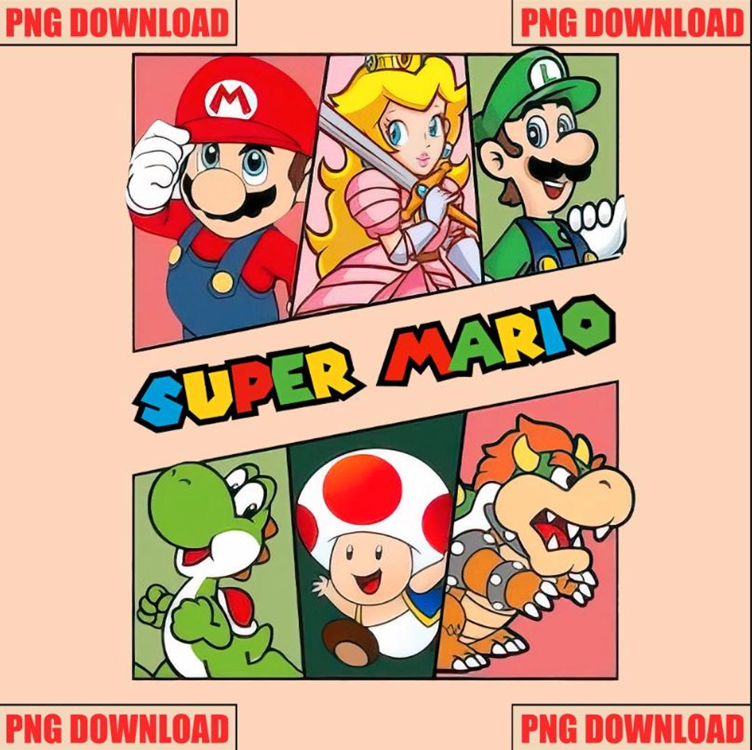 Super Mario Collage PNG, Super Mario Designs, Mario Png - Etsy