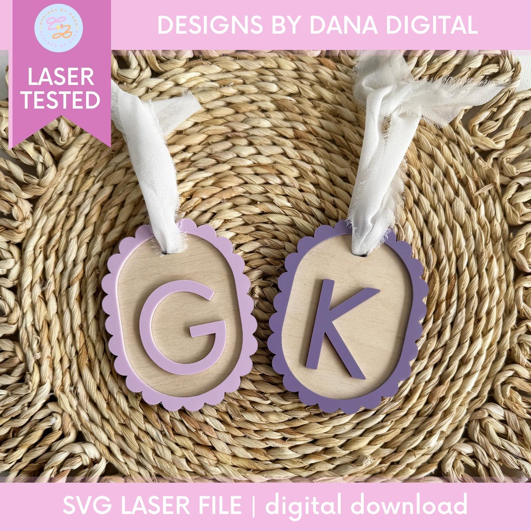 Monogram Bag Tag SVG for Custom Name Tag Laser Cut File for Backpack ...