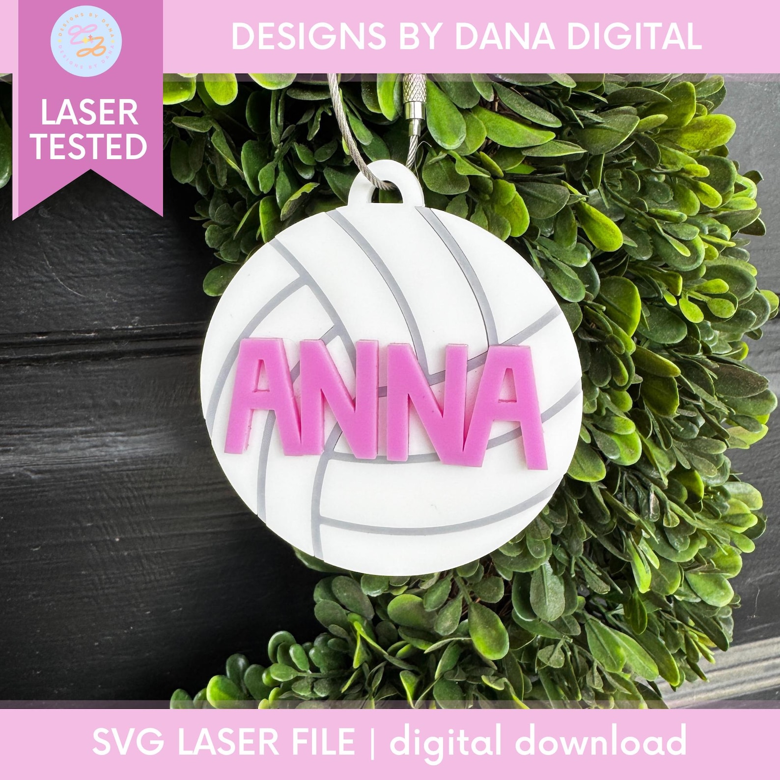 Volleyball Bag Tag SVG Custom Name Tag Laser File for Volleyball ...