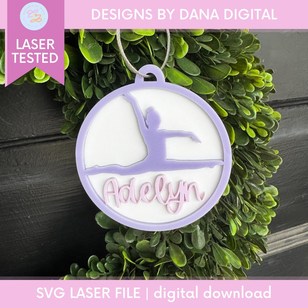 Gymnastics Bag Tag SVG for Custom Name Tag Laser File for Gymnastics ...