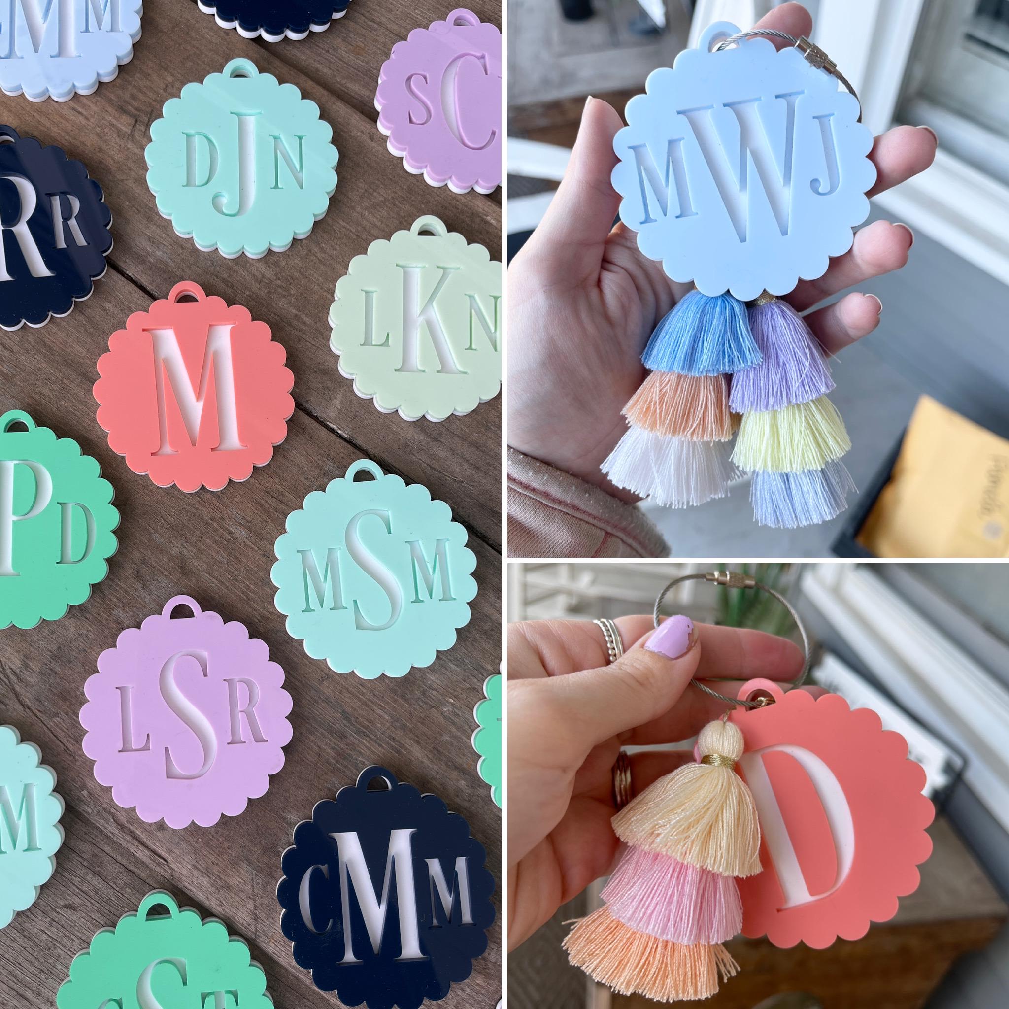 Monogram Bag Tag SVG for Custom Bag Tag Monogram Laser Cut File Beach ...