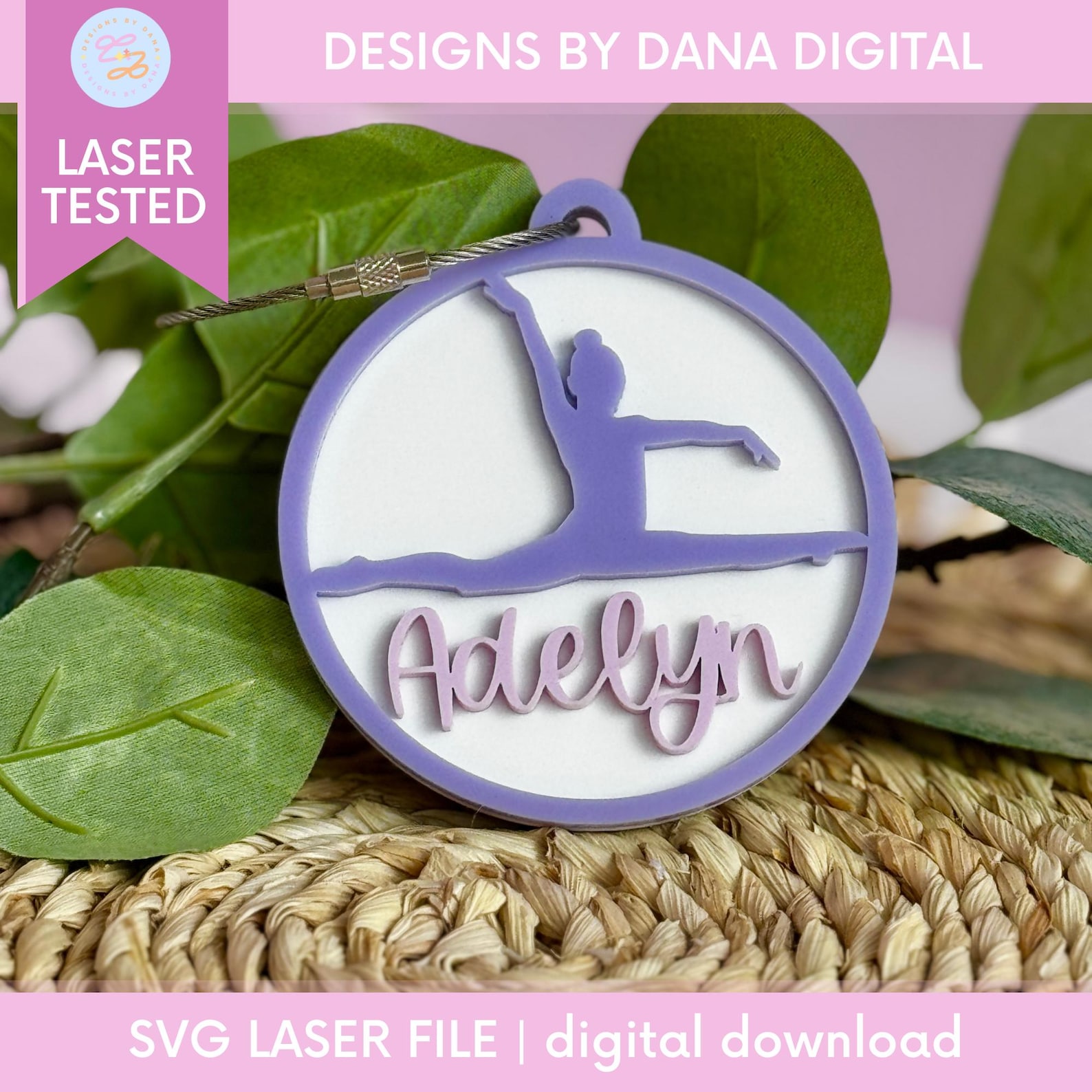 Gymnastics Bag Tag SVG for Custom Name Tag Laser File for Gymnastics ...
