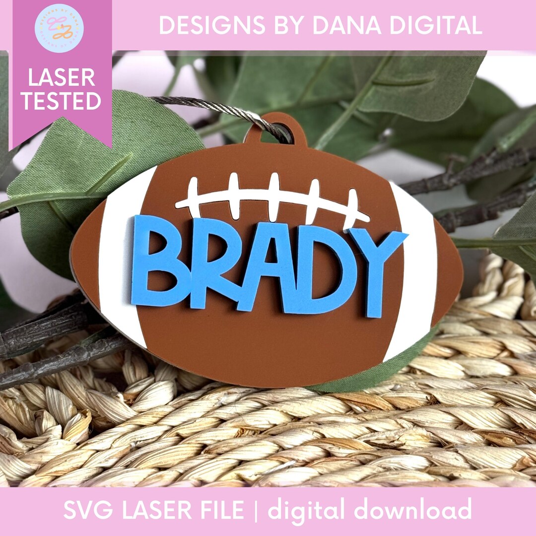 Football Bag Tag SVG Custom Name Tag Laser File for Football Backpack ...