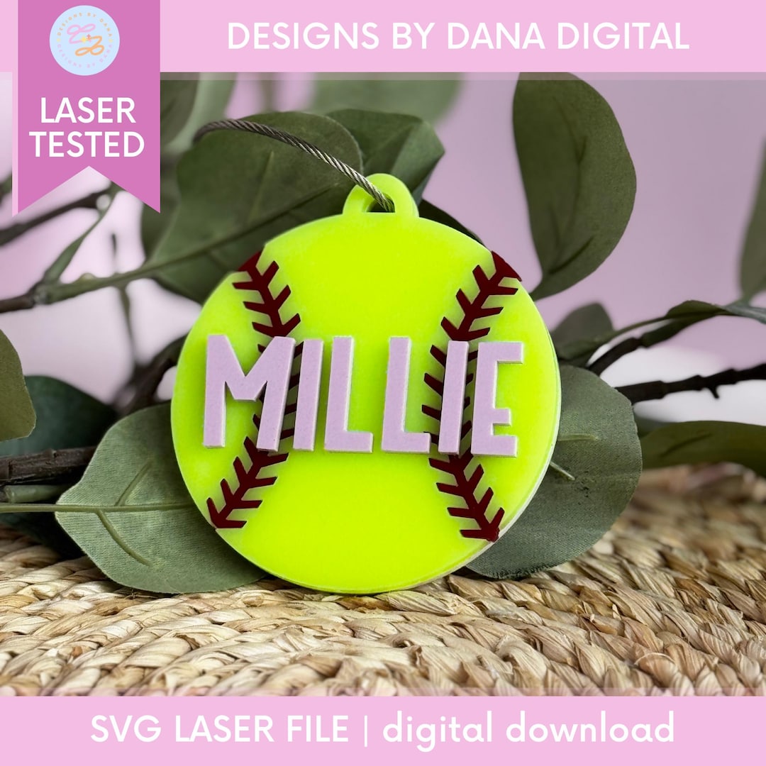 Personalized Softball Bag Tag SVG for Custom Name Bat Bag Tag Laser ...