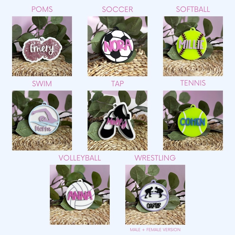 Sports Bag Tag Laser Cut Svg Team Gift Digital Template Custom Design ...