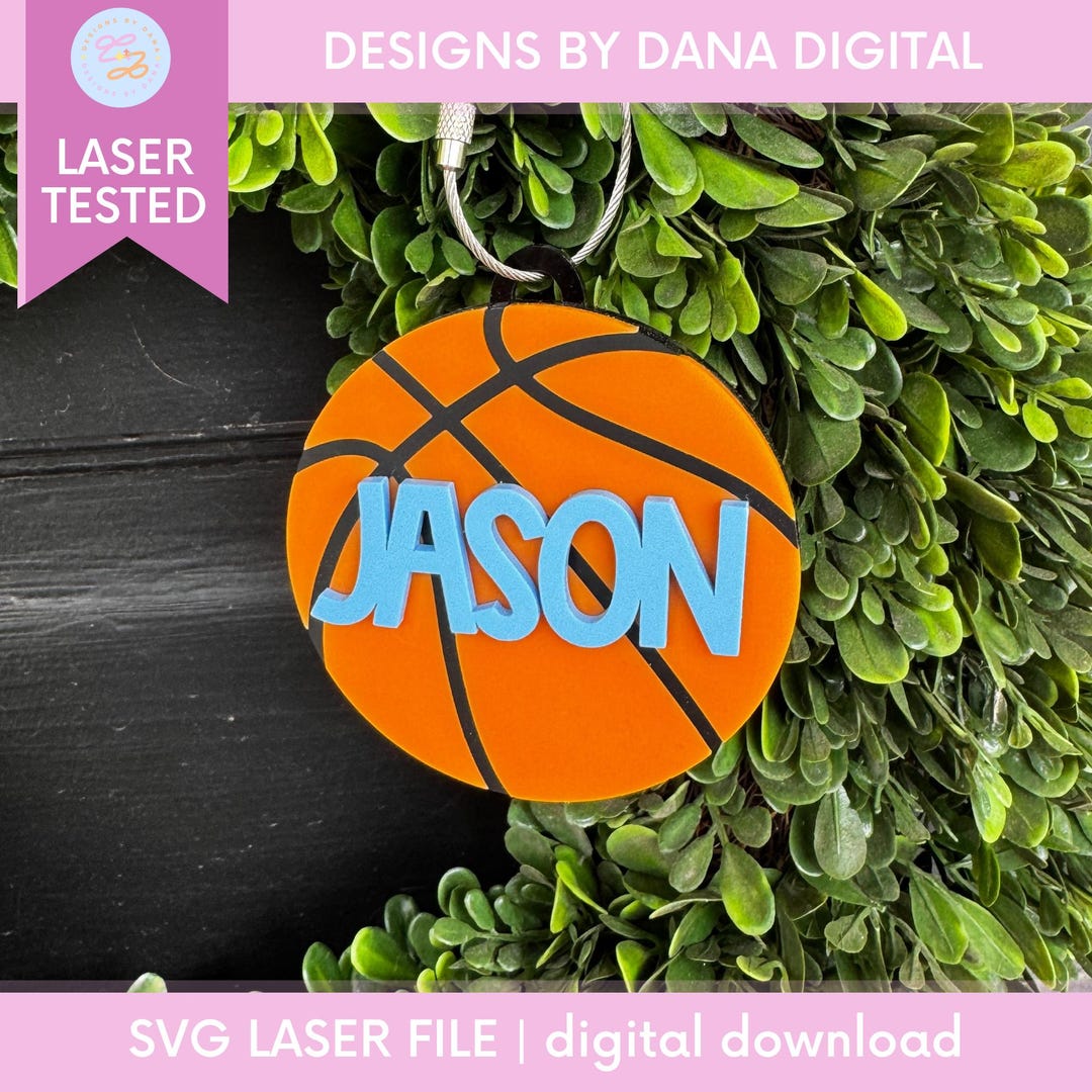 Basketball Bag Tag SVG Custom Name Tag Laser File for Basketball ...