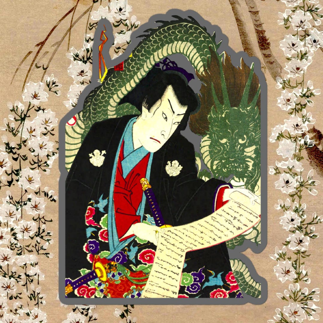Ukiyoe Ninja Sticker: Unryu Kuro Dragon Art - Etsy