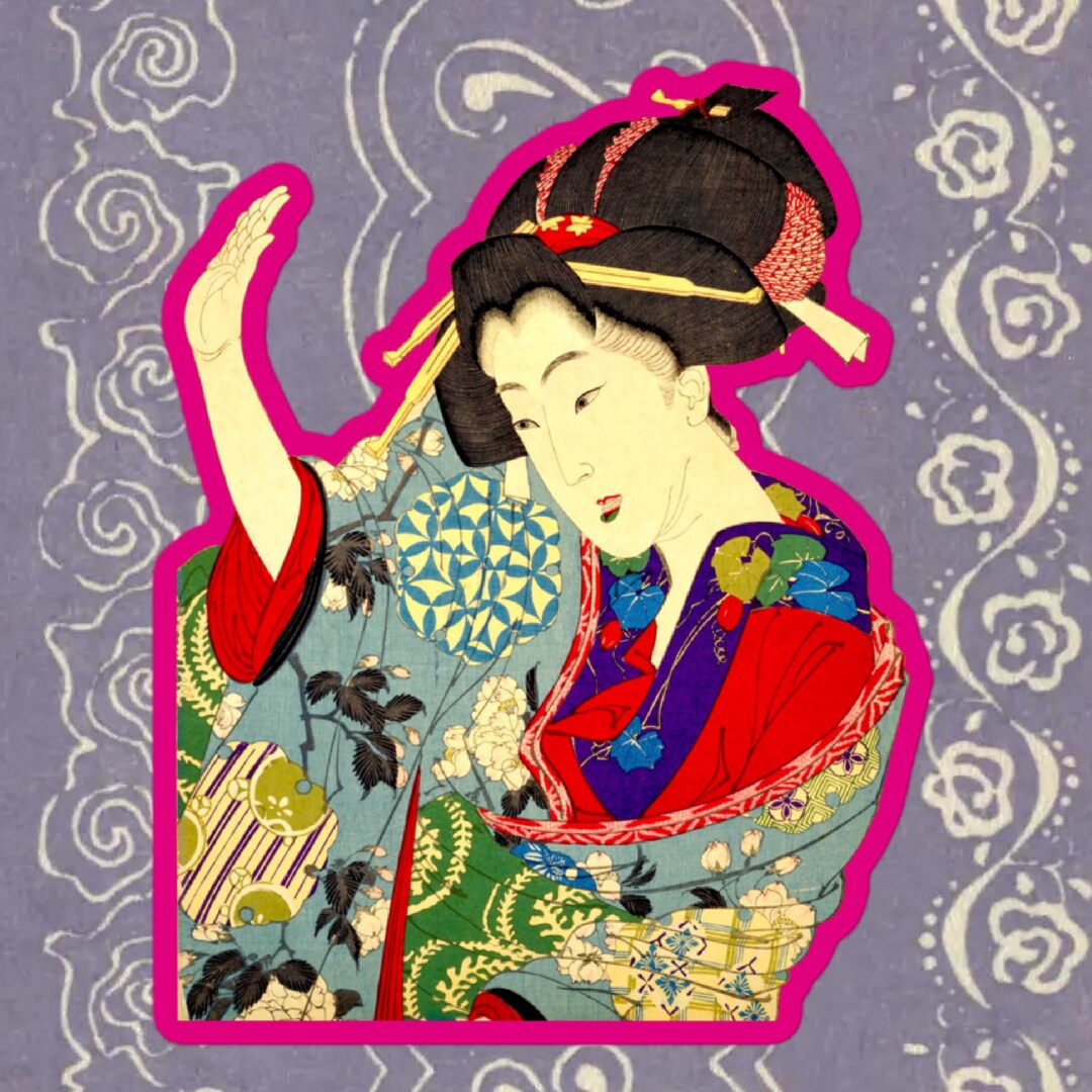 Ukiyoe Kimono Woman Sticker: Yoshitoshi Japanese Art Print - Etsy