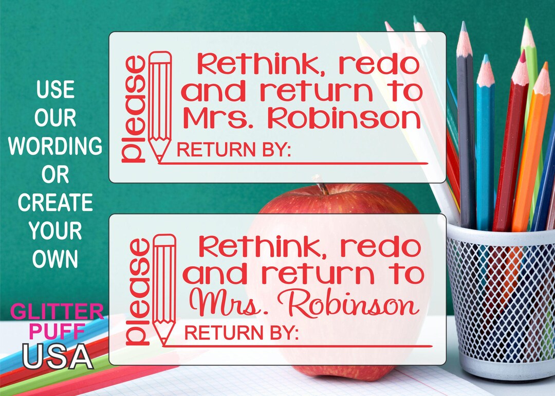 Custom Teacher Stamp: Correct and Return to By, Self-inking Grading ...