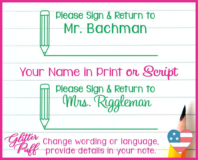 Pencil Please Sign and Return Stamp - Elementary Teacher Classroom ...