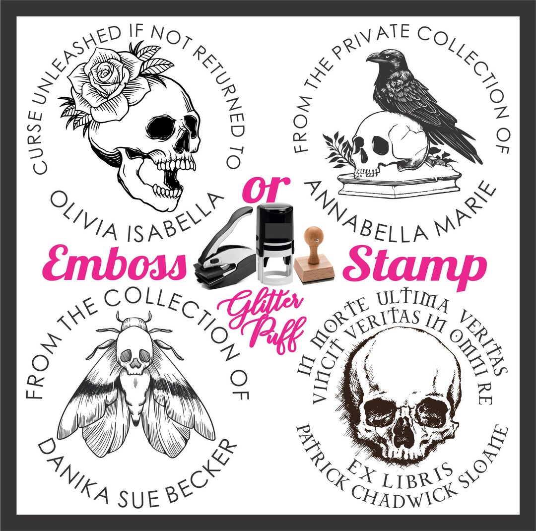 EMBOSS or STAMP Ex Libris Latin Library Book Self Inking Wood Knob ...