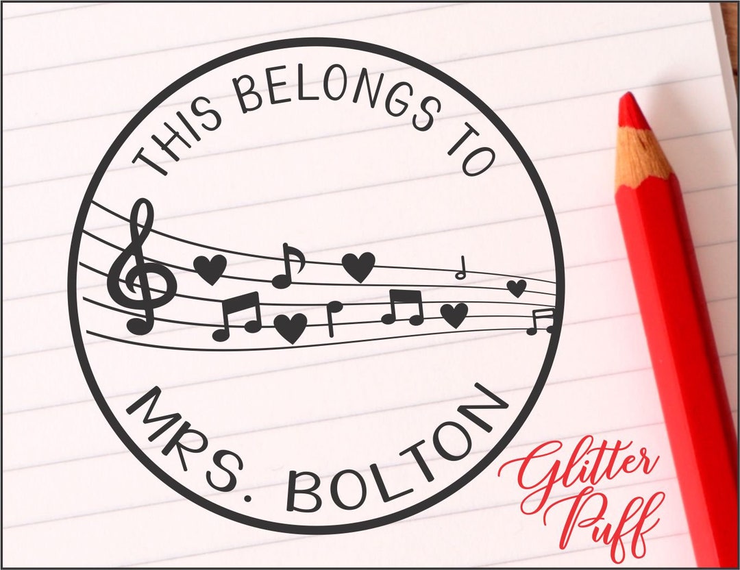 Custom Music Teacher Name Stamp: Music Classroom Library - Etsy