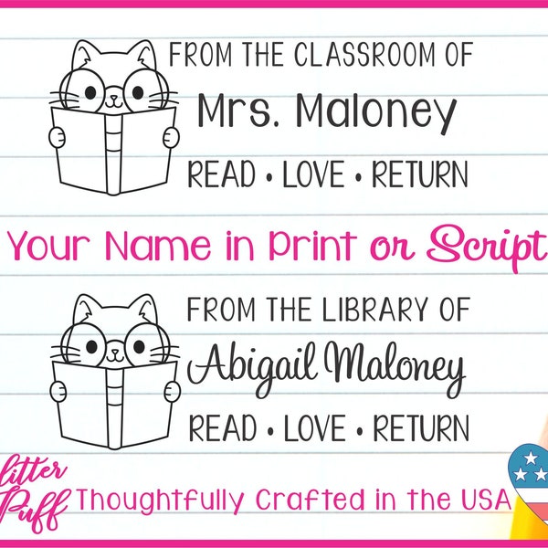 Cat Reading Stamp - Etsy