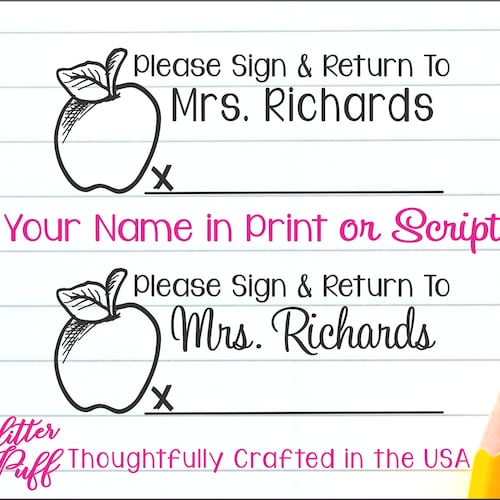 Please Sign and Return to Stamp Teacher Stamp Elementary - Etsy