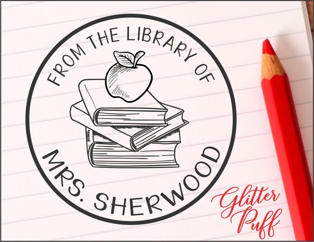 Custom Teacher Library Stamp: Self-inking, Embosser, Apple Personalized ...