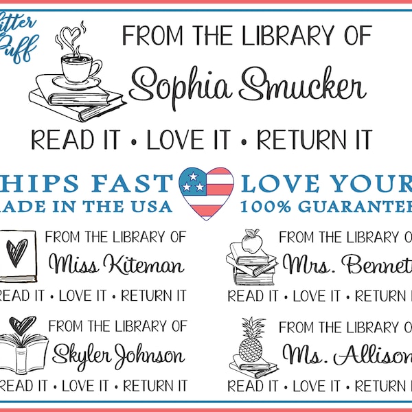From the Library of Stickers - Etsy