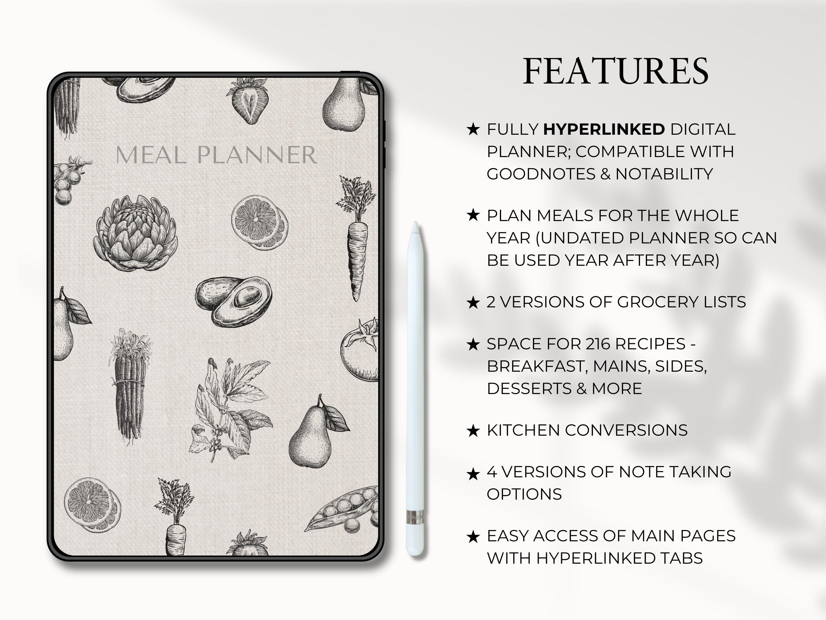 Digital Meal Planner, Weekly Meal Planning Template, Grocery Shopping ...