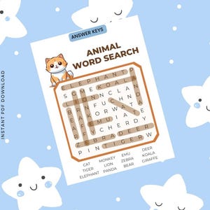 20-page Word Search Activity Pack for Kids – Themed Puzzles + Answer ...