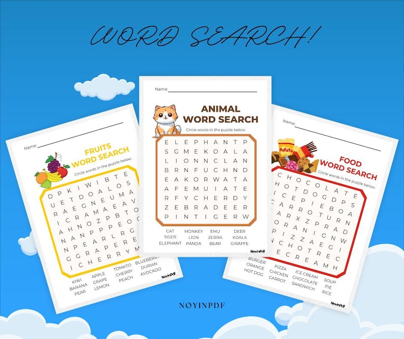 20-page Word Search Activity Pack for Kids – Themed Puzzles + Answer ...