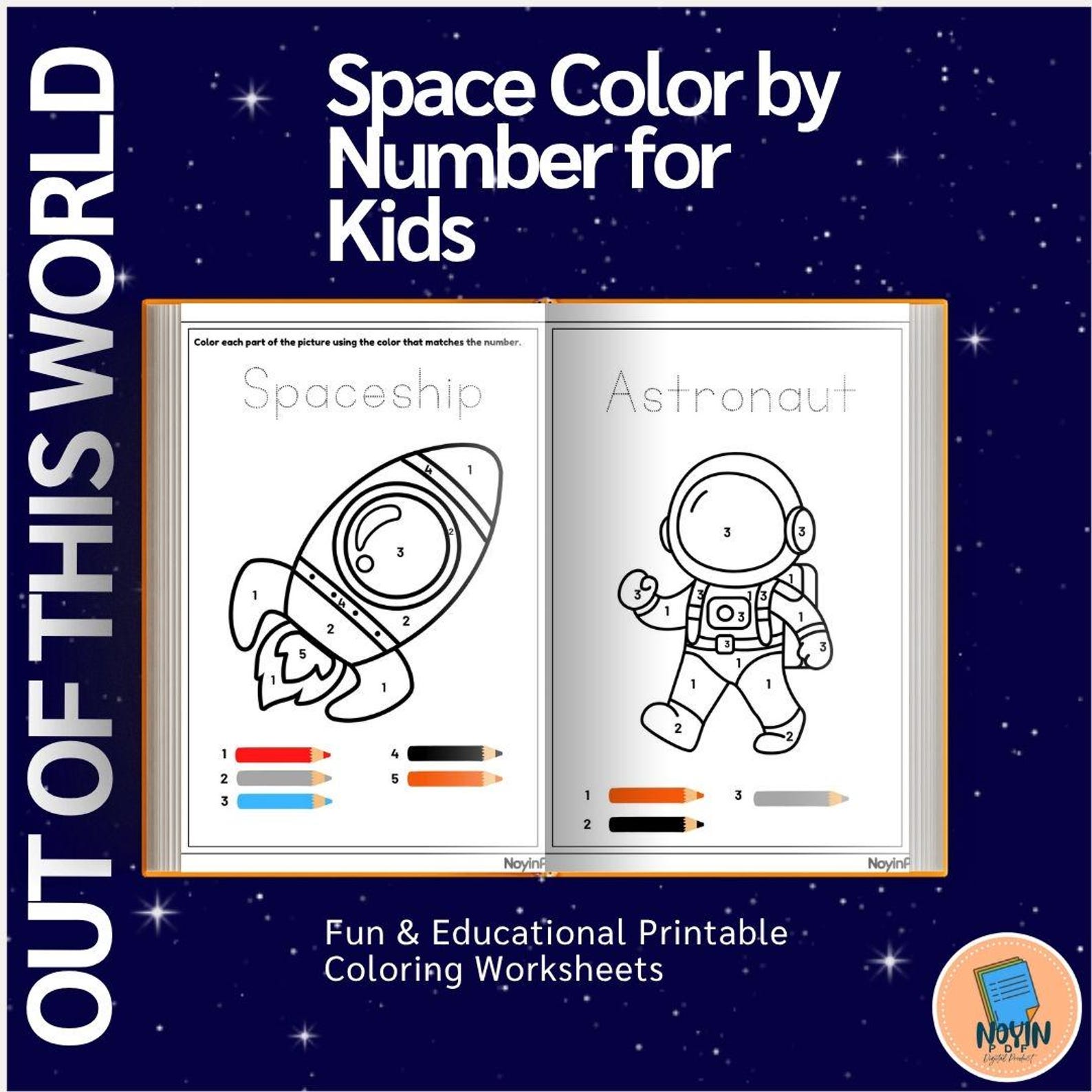 Color by Number Space Theme | Printable Coloring Worksheets for Kids ...