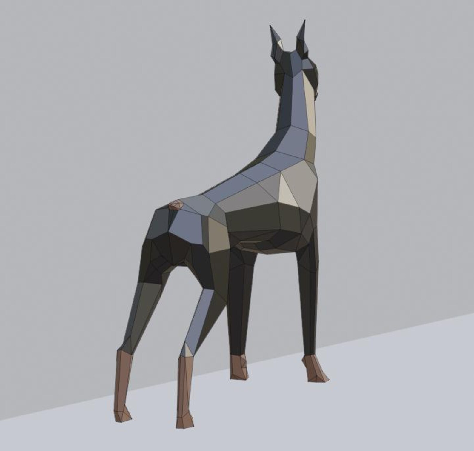 Low Poly Doberman Papercraft | DIY Geometric Dog Sculpture (PDF Pattern ...
