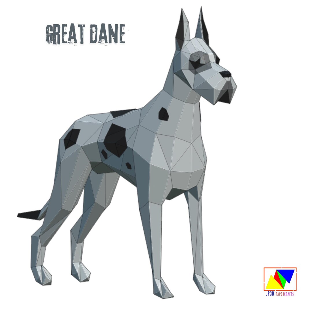 Low Poly Great Dane Papercraft, Dog Lover Gift (PDF Pattern) - Etsy