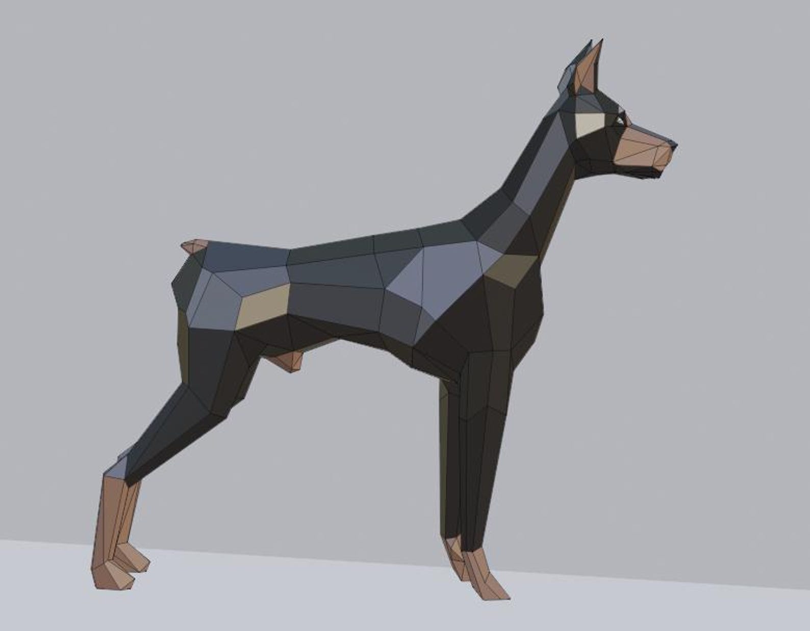 Low Poly Doberman Papercraft | DIY Geometric Dog Sculpture (PDF Pattern ...