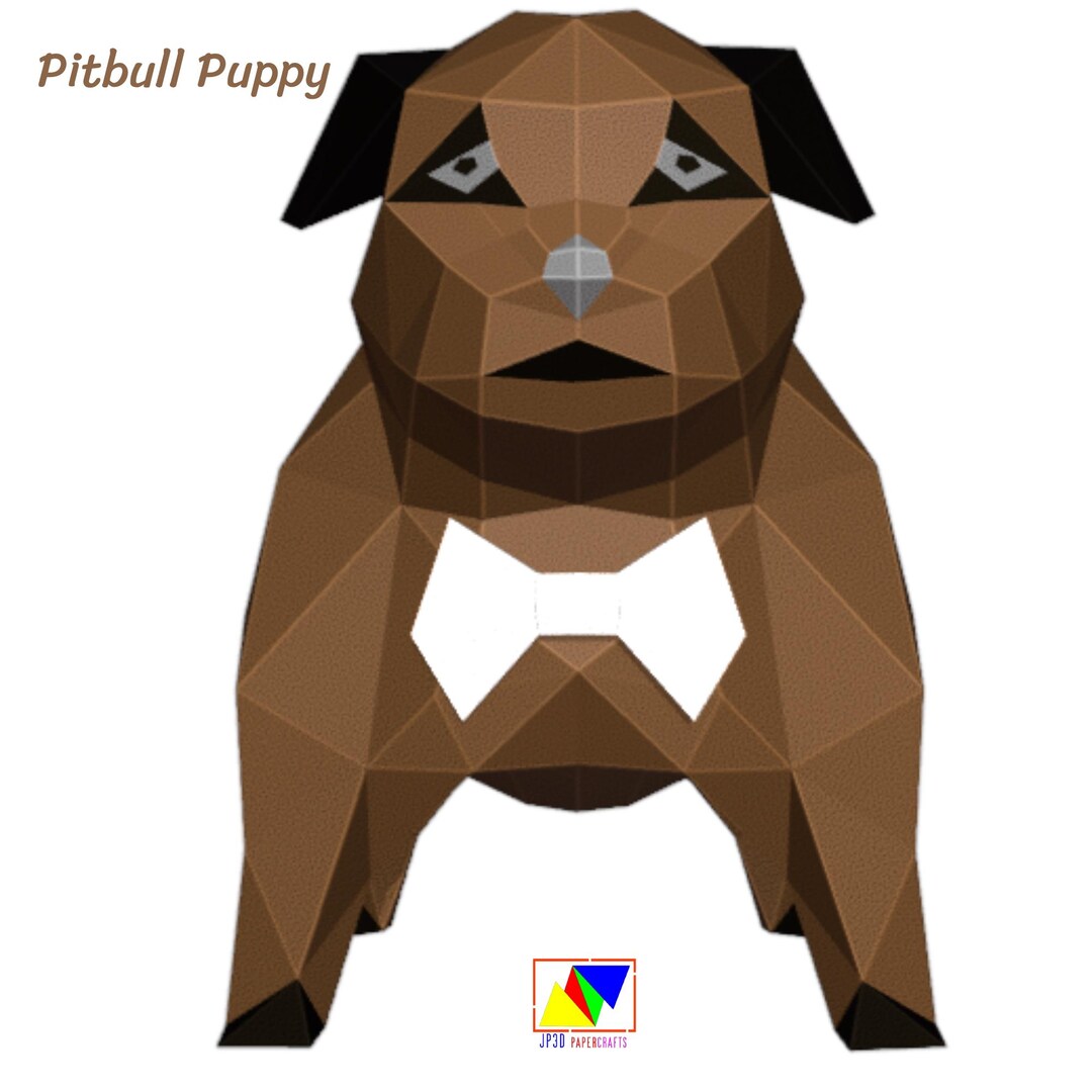 Low Poly Pitbull Puppy Papercraft | 3D Geometric Dog Sculpture (digital ...