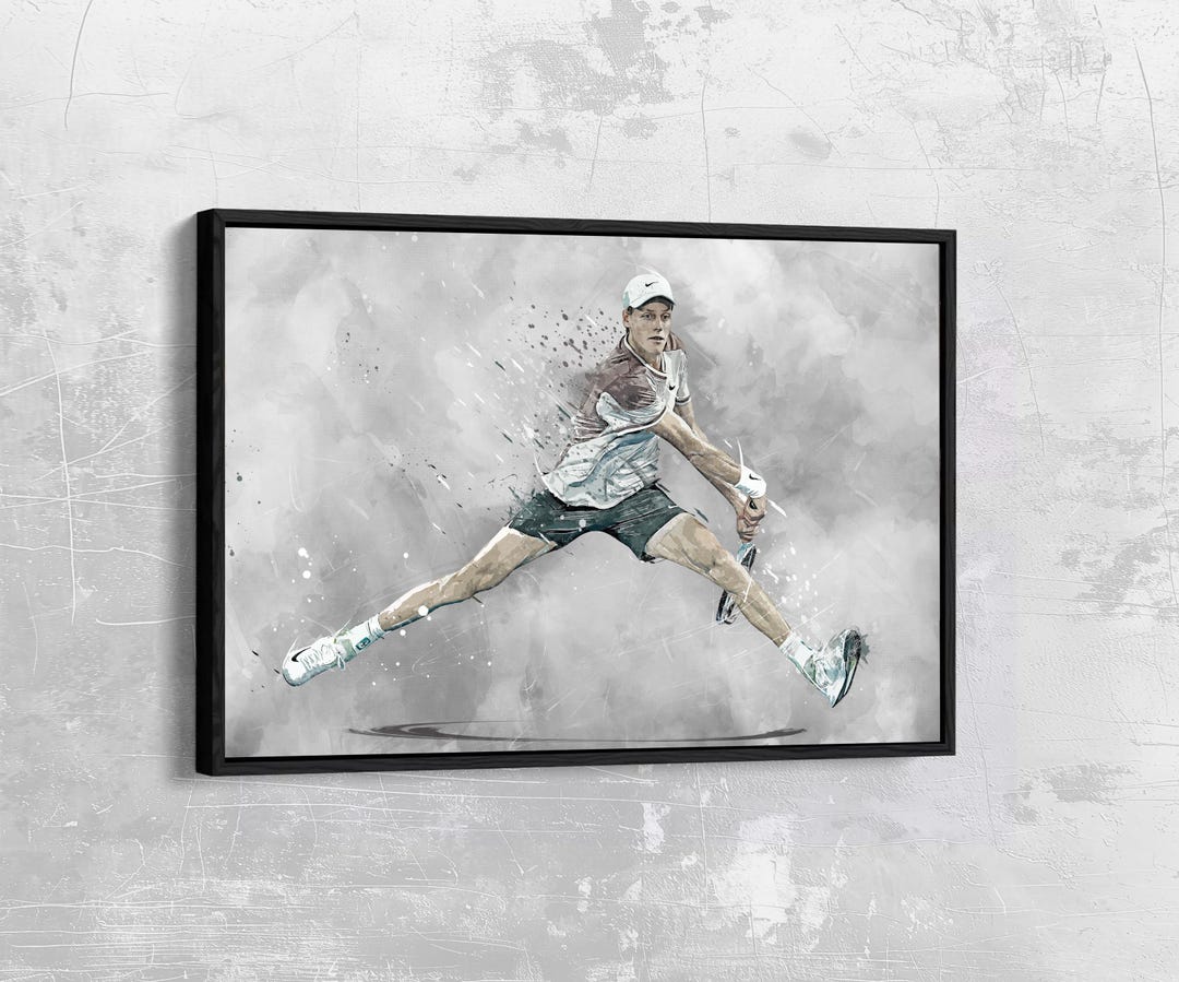 Jannik Sinner Canvas Tennis Poster Sinner Wall Art US Open Framed ...
