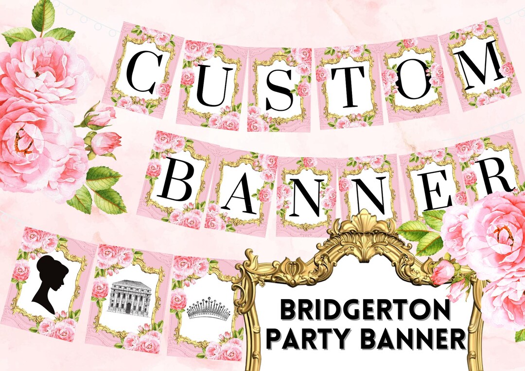 Pink Floral Letter Banner • Printable Elegant Party Bunting • Digital ...