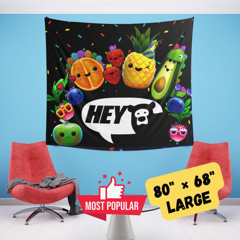 Hey Bear Sensory Backdrop With Logo and Birthday Dancing Fruit ...