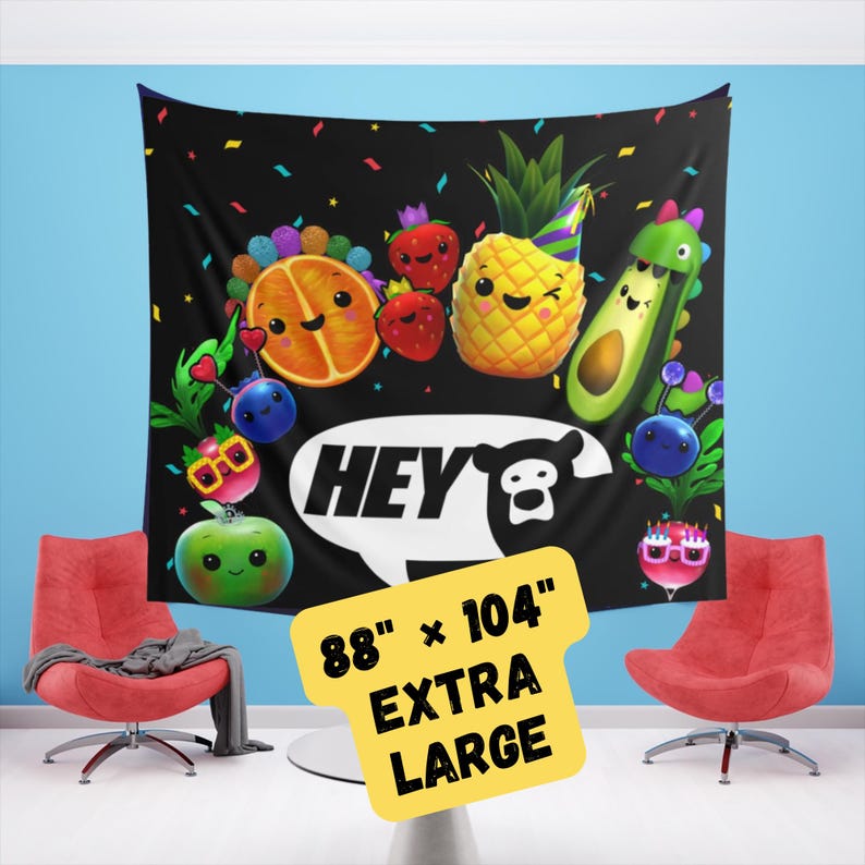 Hey Bear Sensory Backdrop With Logo and Birthday Dancing Fruit ...