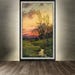 Tranquil Countryside Sunset Canvas, Stream and Trees Landscape Wall Art ...