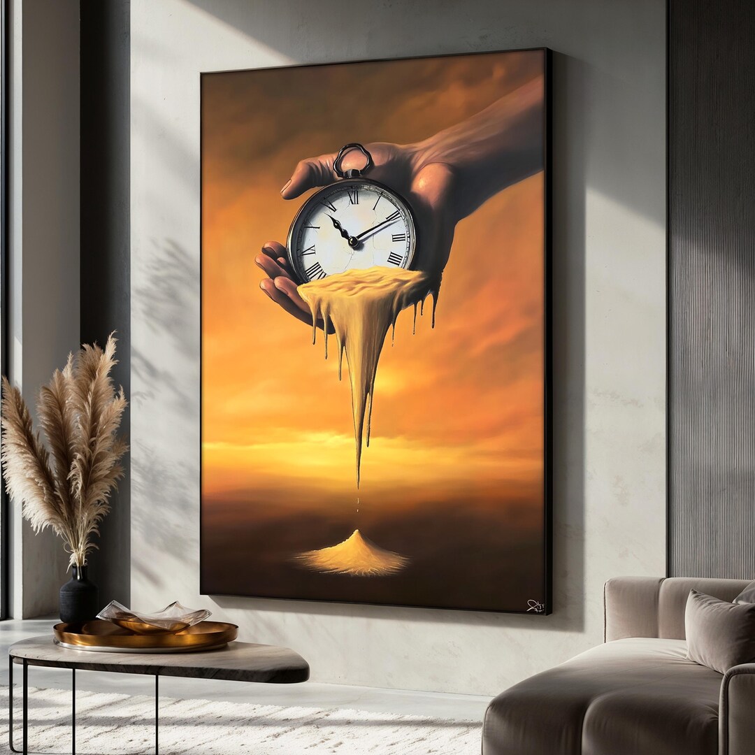 Melting Clock Canvas Painting, Salvador Dali Surreal Wall Art, Famous ...