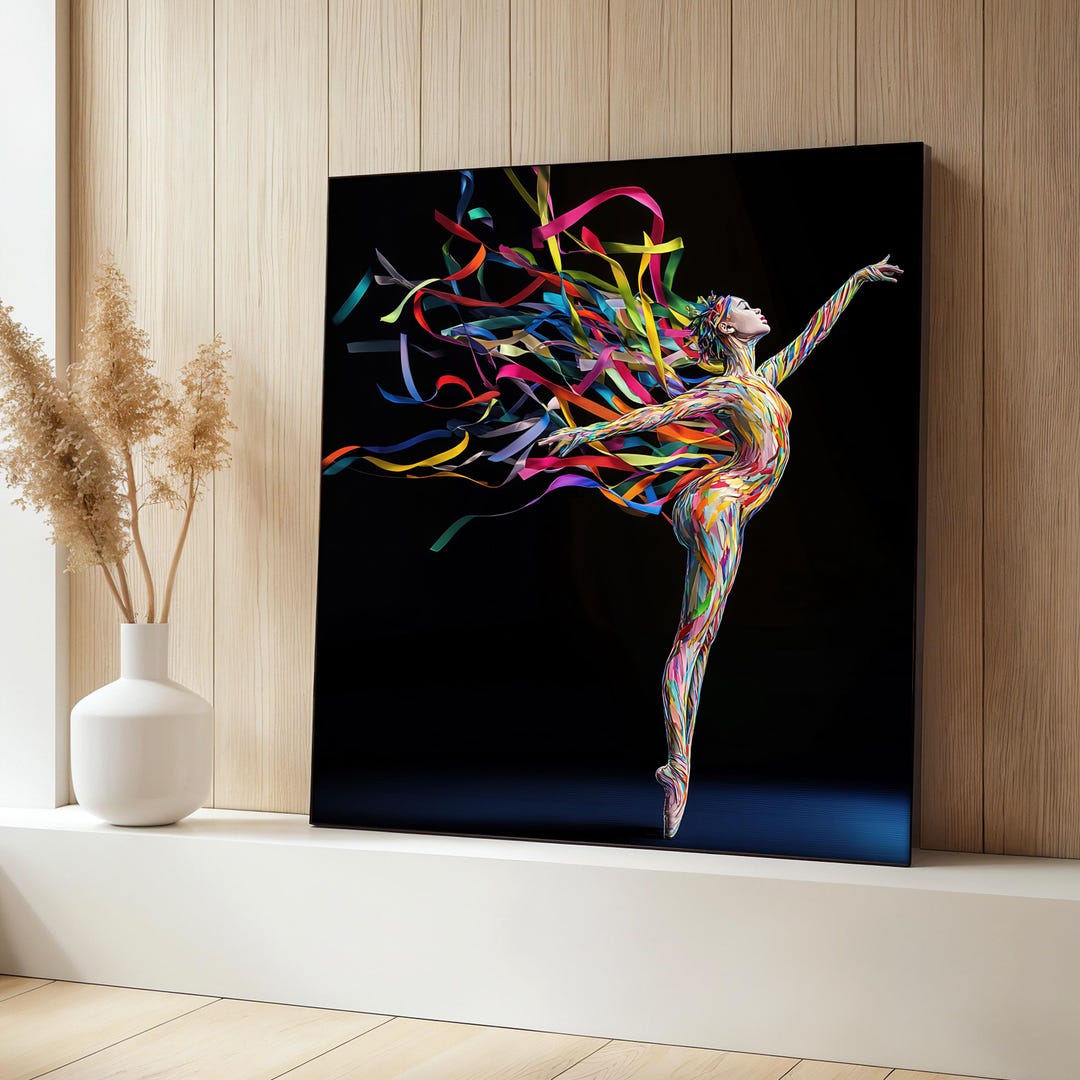 Colorful Dancer Canvas Print, Modern Abstract Ribbon Art, Abstract ...