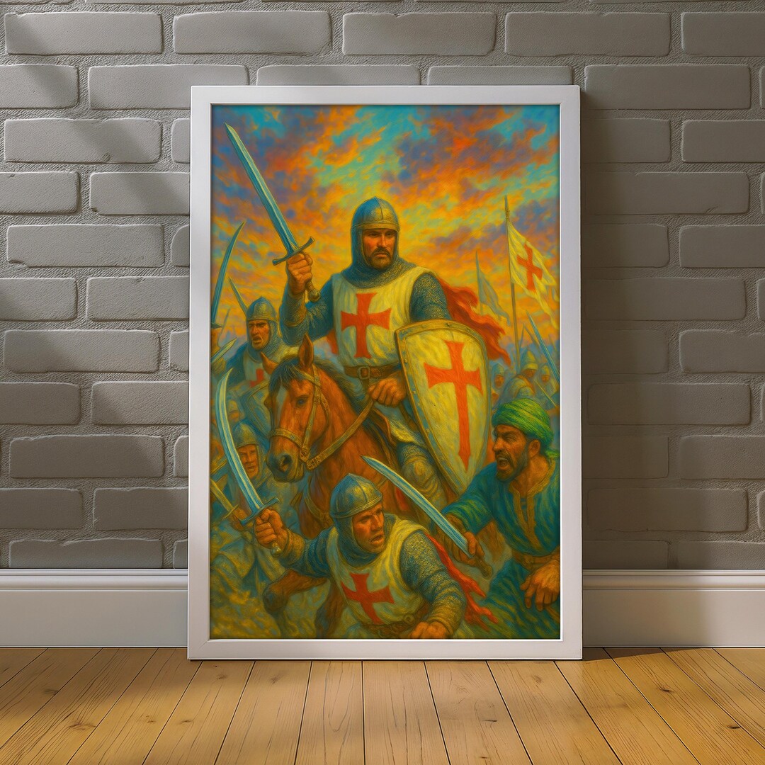 Crusader Knights Canvas Painting, Medieval Holy War Wall Art, Religious ...
