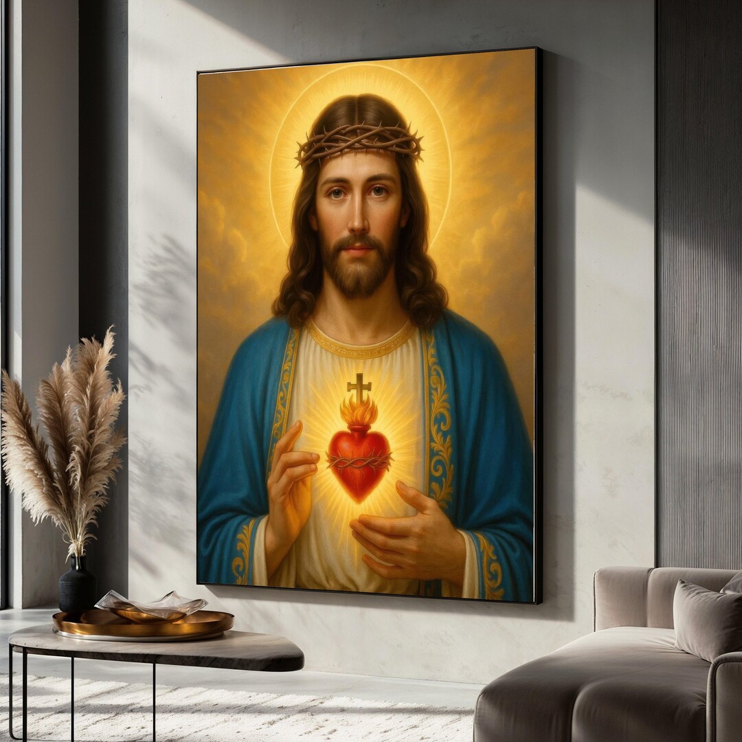 Sacred Heart of Jesus Canvas Wall Art, Religious Christian Decor ...