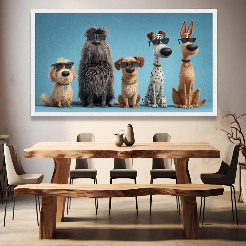 Cool Dogs With Sunglasses Canvas, Humorous Pet Wall Art, Cartoon Dog ...