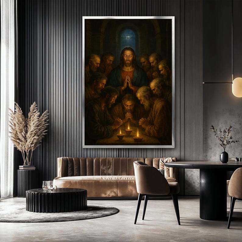 Prayer Before the Last Supper Canvas Painting, Jesus and Disciples Wall ...
