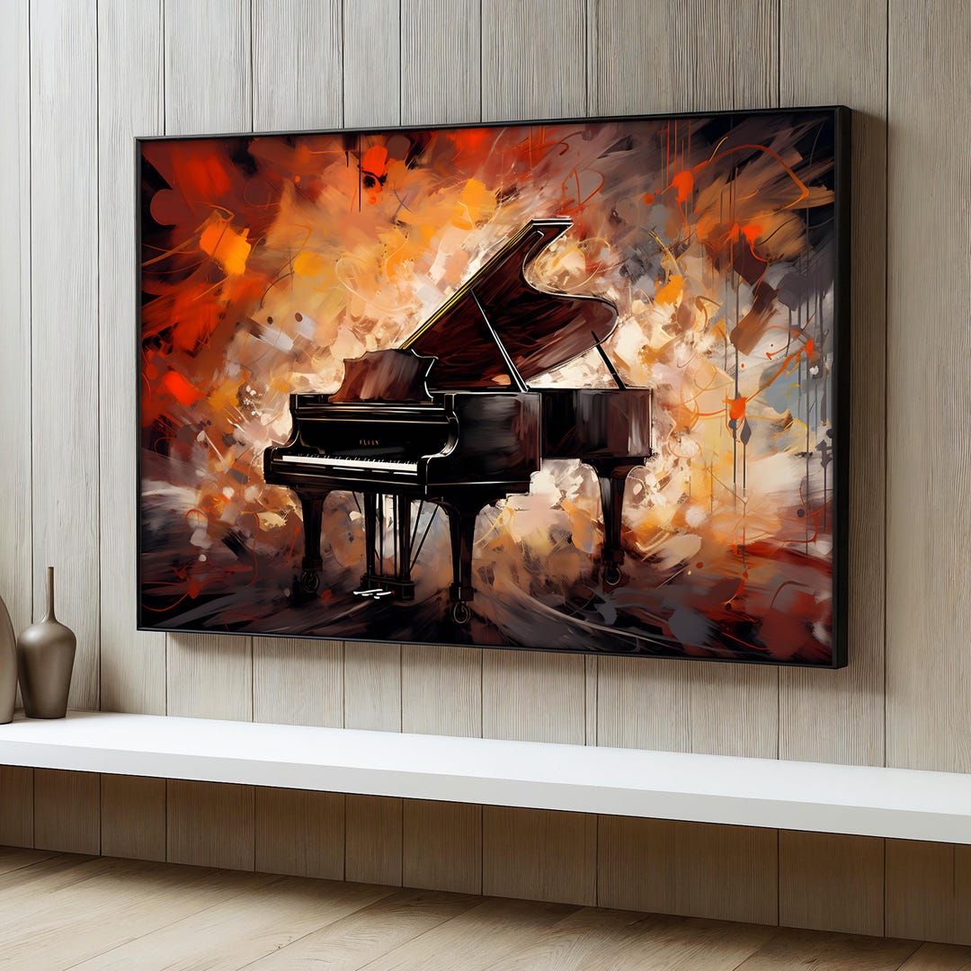 Grand Piano Canvas Painting, Abstract Music Wall Art, Elegant Piano ...