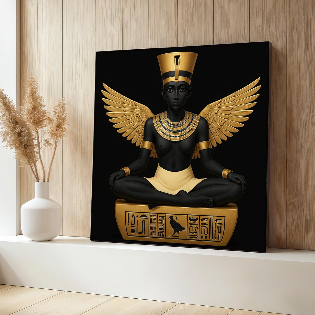Egyptian Goddess Canvas Painting, Ancient Egypt Wall Art, Black and ...