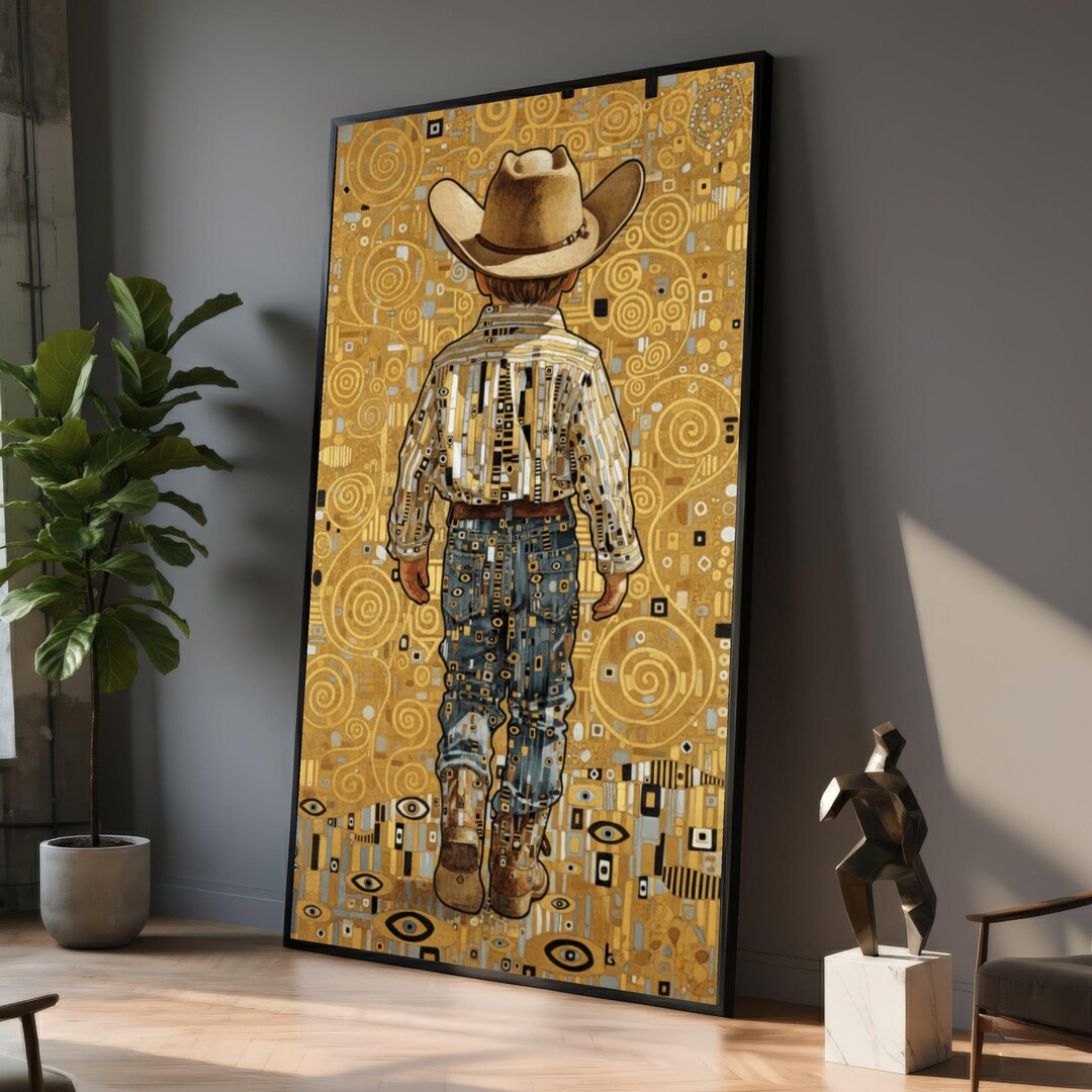 Little Cowboy Artwork, Western Child Canvas Wall Art, Abstract ...
